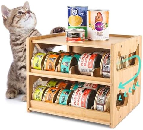 Wisreach Rolling Bamboo Can Organizer For Pantry 2 Tier