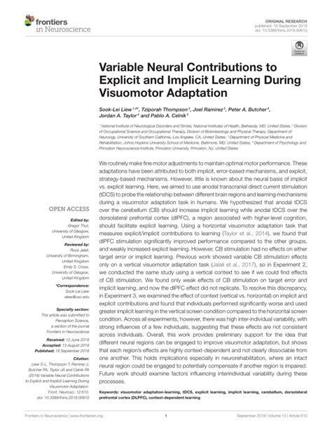 pdf variable neural contributions to explicit and implicit learning