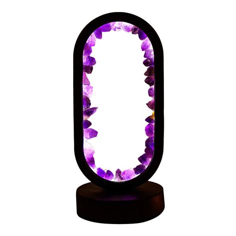 Mengykey Usb Powered Natural Amethyst Flower Cluster Oval Night Light