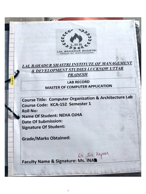 coa lab practical pdf