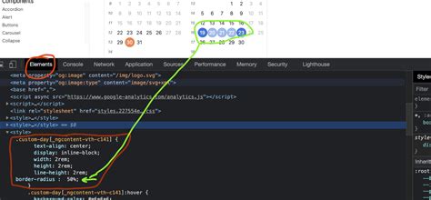 Html Ng Datepicker Css Customization And Change The Selected Date From Sqaure To Circle