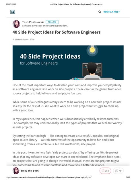 40 Side Project Ideas For Software Engineers Codementor Pdf Web