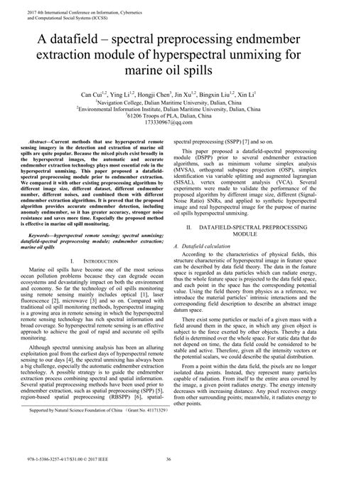 Pdf A Datafield — Spectral Preprocessing Endmember Extraction Module