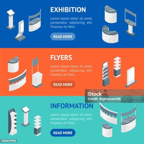 전시 스탠드 3d 배너 가로 설정된 Isometric 보기 벡터 3차원 형태에 대한 스톡 벡터 아트 및 기타 이미지 3차원 형태 개념 개체 그룹 Istock