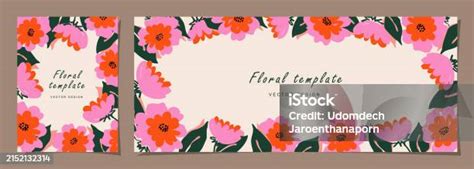 현대적인 미니멀리즘 스타일의 포스터 카드 표지 라벨 배너 및 꽃과 식물이 있는 간단한 여름 디자인 템플릿에 대한 꽃 템플릿 세트