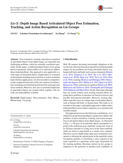 Lie X Depth Image Based Articulated Object Pose Estimation Tracking