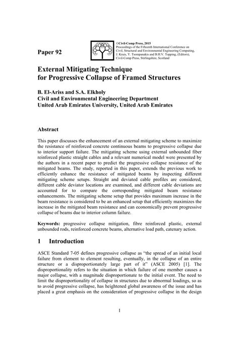 Pdf External Mitigating Technique For Progressive Collapse Of Framed Structures