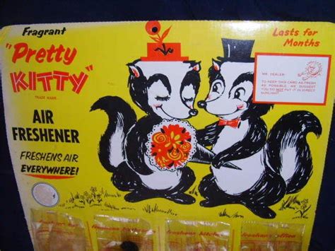 Vintage 1961 Pretty Kitty Skunk Car Air Fresheners Full Display Gas