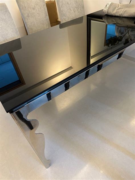 Dining Table In Solid Black Glass Furniture And Home Living Furniture