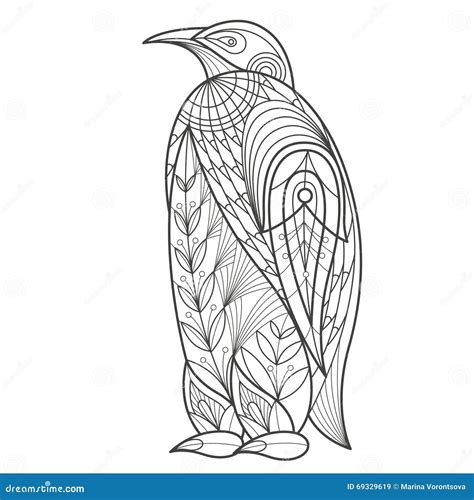 Adult Coloring Bird Penguin Stock Vector Illustration Of Coloring Modern 69329619