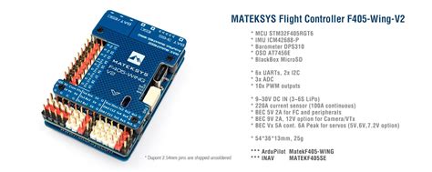matek f405 wing v2 fixed wing inav flight controller pdb flying tech