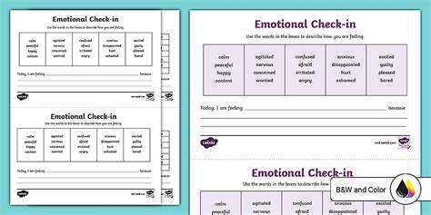 Emotional Check In Worksheet For 3rd 5th Grade Twinkl