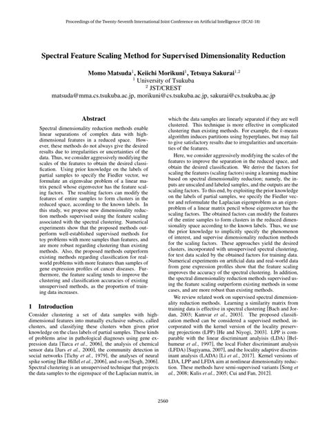Pdf Spectral Feature Scaling Method For Supervised Dimensionality