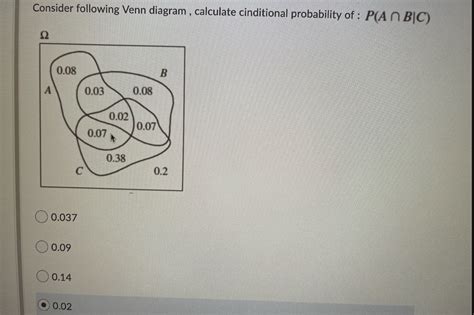 Solved Consider Following Venn Diagram Calculate Chegg