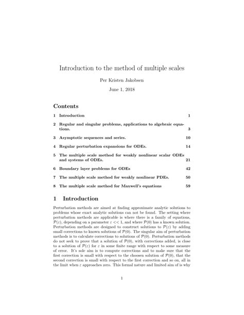 Pdf Introduction To The Method Of Multiple Scales