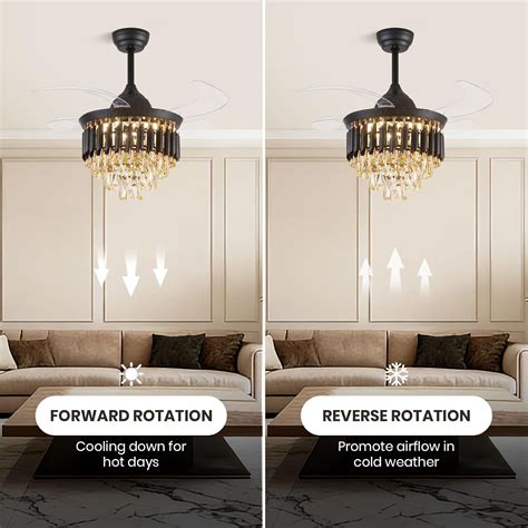 Moooniche 36 Inch Luxury Crystal Ceiling Fan With Light Model Cfl