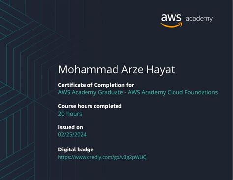Mohammad Arze Hayat On Linkedin Aws Cloudcomputing Certificationcomplete