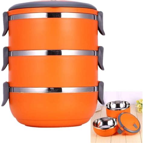 3 Layer Tier Stainless Steel Thermal Insulated Stackable Lunch Box