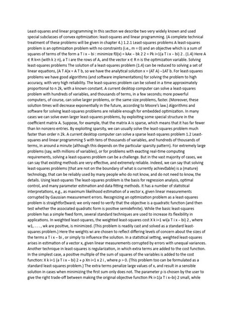 least pdf least squares linear programming