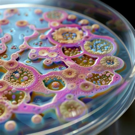 Premium Photo Colorful Bacterial Colonies Grow In A Petri Dish