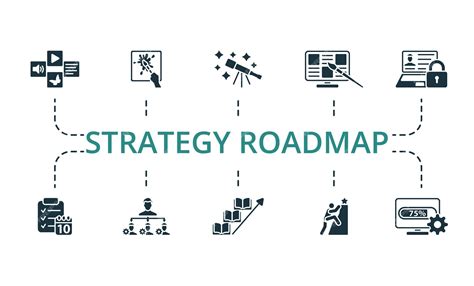 Premium Vector Strategy Roadmap Icon Set Monochrome Simple Strategy