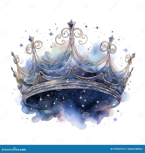 Celestial Crown Fantasy Sky Night Gazing Watercolor Stock Illustration