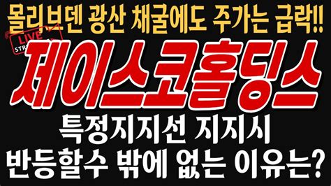 제이스코홀딩스 몰리브덴 광산 채굴에도 주가는 급락 특정지지선 지지시 반등할수 밖에 없는 이유는 Youtube