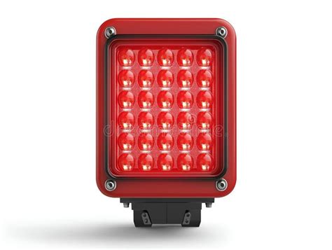 Red Rectangular Led Light Array Isolated On White Background Bright