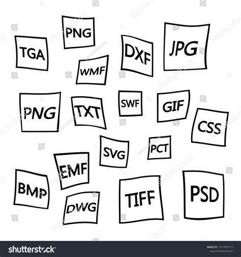 File Formats Flat Icons Set White Stock Vector Royalty Free