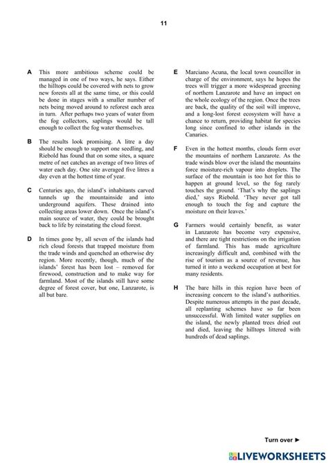 Cpe Reading And Use Part 6 7 Online Exercise For Live Worksheets