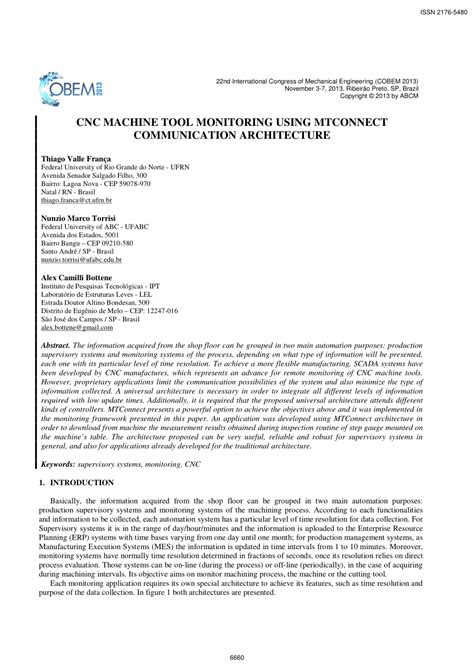 Pdf Cnc Machine Tool Monitoring Using Mtconnect Communication Architecture