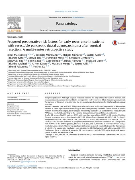 Pdf Proposed Preoperative Risk Factors For Early Recurrence In