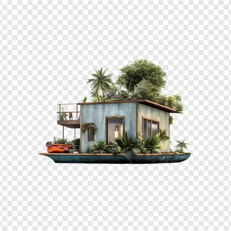 투명한 배경에 고립된 떠다니는 집 프리미엄 Psd 파일