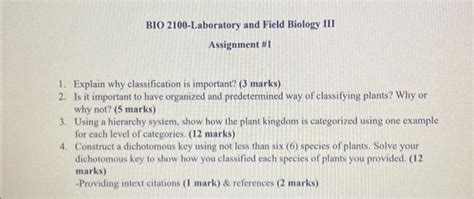 Solved Explain Why Classification Is Important Chegg