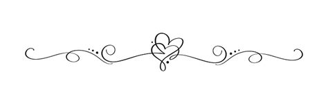 빈티지 번성 벡터 디바이더 발렌타인 데이 손 그린 블랙 캘리그래픽 두 하트 서예 휴일 일러스트레이션 디자인 발렌타인 요소 웹 결혼식을위한 아이콘 사랑 장식 결혼식에 대한