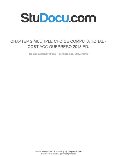 Chapter 2 Multiple Choice Computational Cost Acc Guerrero 2018 Ed Chapter 2 Multiple Choice