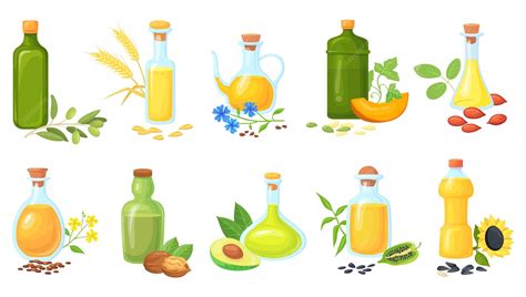 Premium Vector Oil Seeds Bottles Oils For Cooking Vegetables With