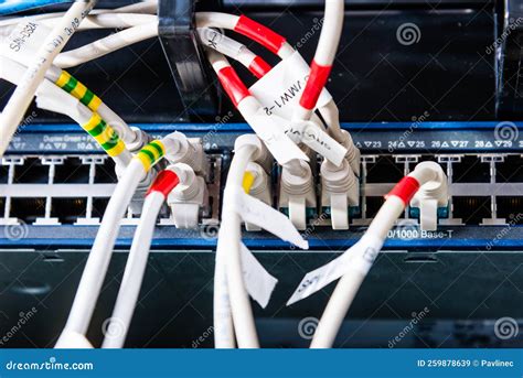 Ethernet Cables Connected To Server Switch Stock Image Image Of Datacenter Hosting