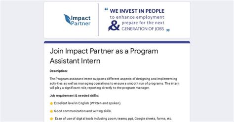 Dridi Achref On Linkedin Join Impact Partner As A Program Assistant Intern