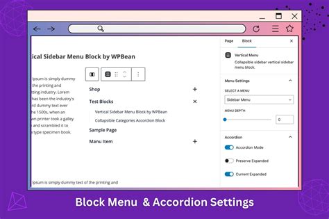 Vertical Sidebar Menu Block Wordpress Plugin