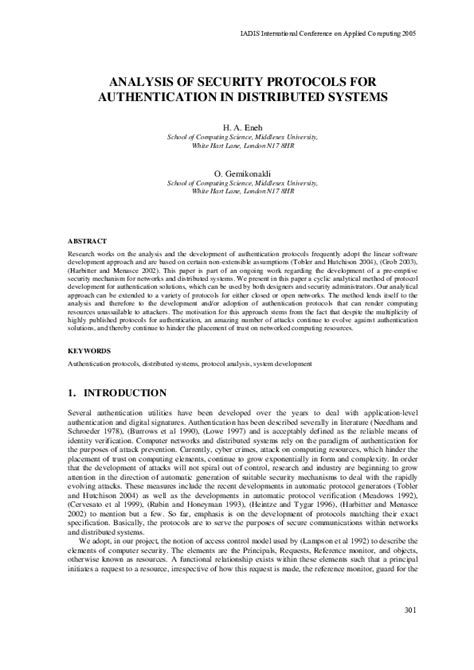 pdf analysis of security protocols for authentication in distributed