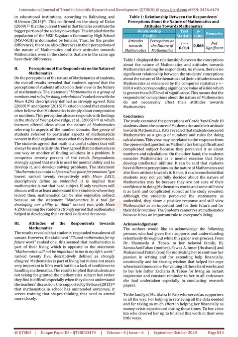 Students’ Perceptions and Attitude towards Mathematics Learning | PDF ...