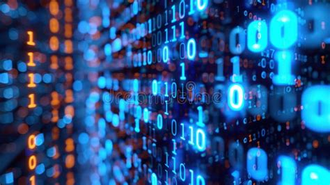 Digital Security In Cyberspace Programming Binary Code And Data Communication On Blue Screen