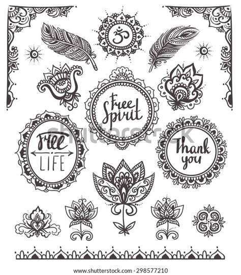 Set Ornamental Boho Style Frames Elements Stock Vector Royalty Free 298577210 Shutterstock