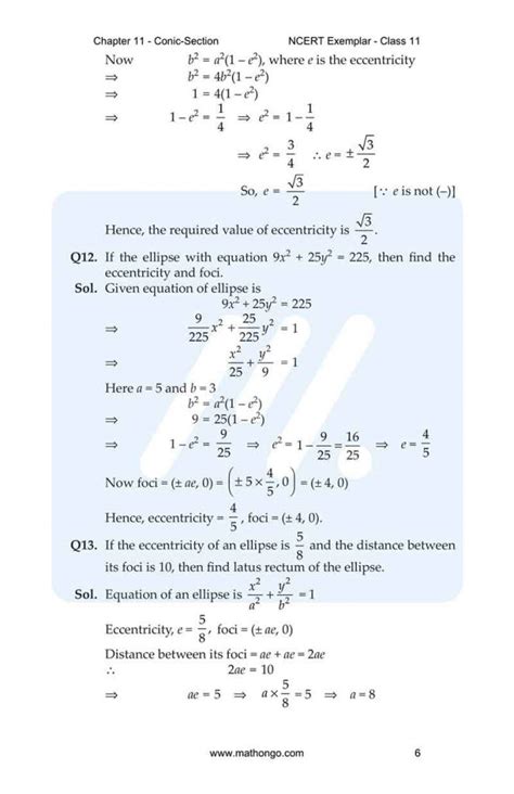 Ncert Exemplar Solutions For Class 11 Maths Chapter 11 Conic Sections