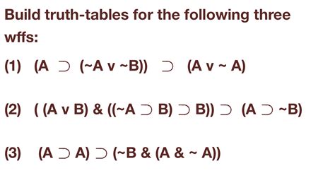 solved build truth tables for the following threewffs