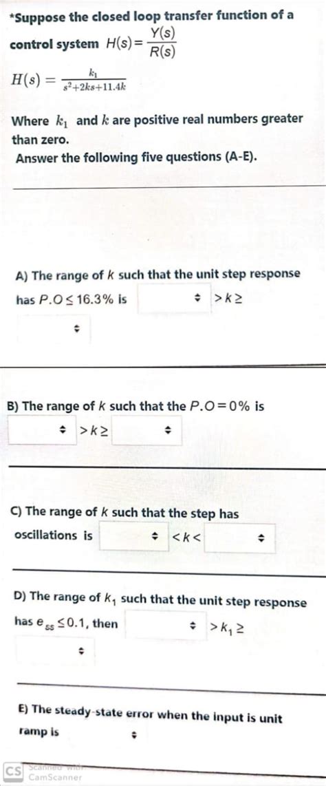 solved suppose the closed loop transfer function of a y s