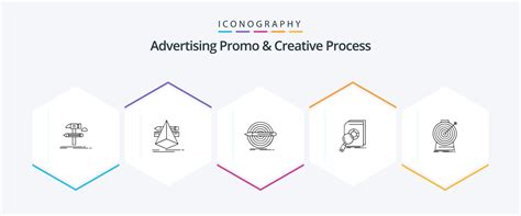 Advertising Promo And Creative Process 25 Line Icon Pack Including