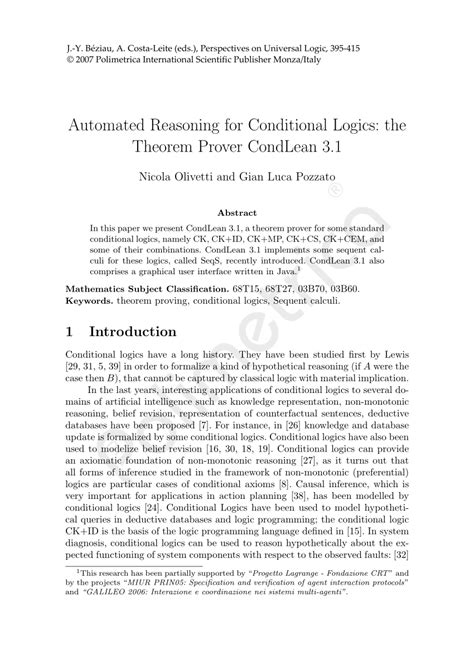 pdf automated reasoning for conditional logics the theorem prover