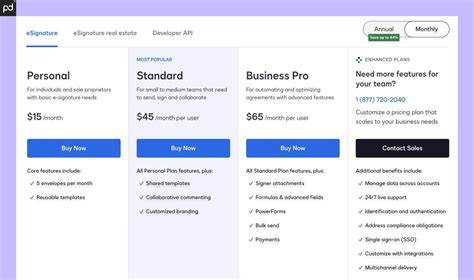 Docusign Pricing Docusign Plans Subscription Monthly Cost Pandadoc
